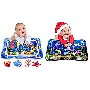 Infinno Tummy Time Mat Premium Baby Water Play Mat for Babies, Baby Toys for 3 to 24 Months, Blue Whale Style and Mermaid Style