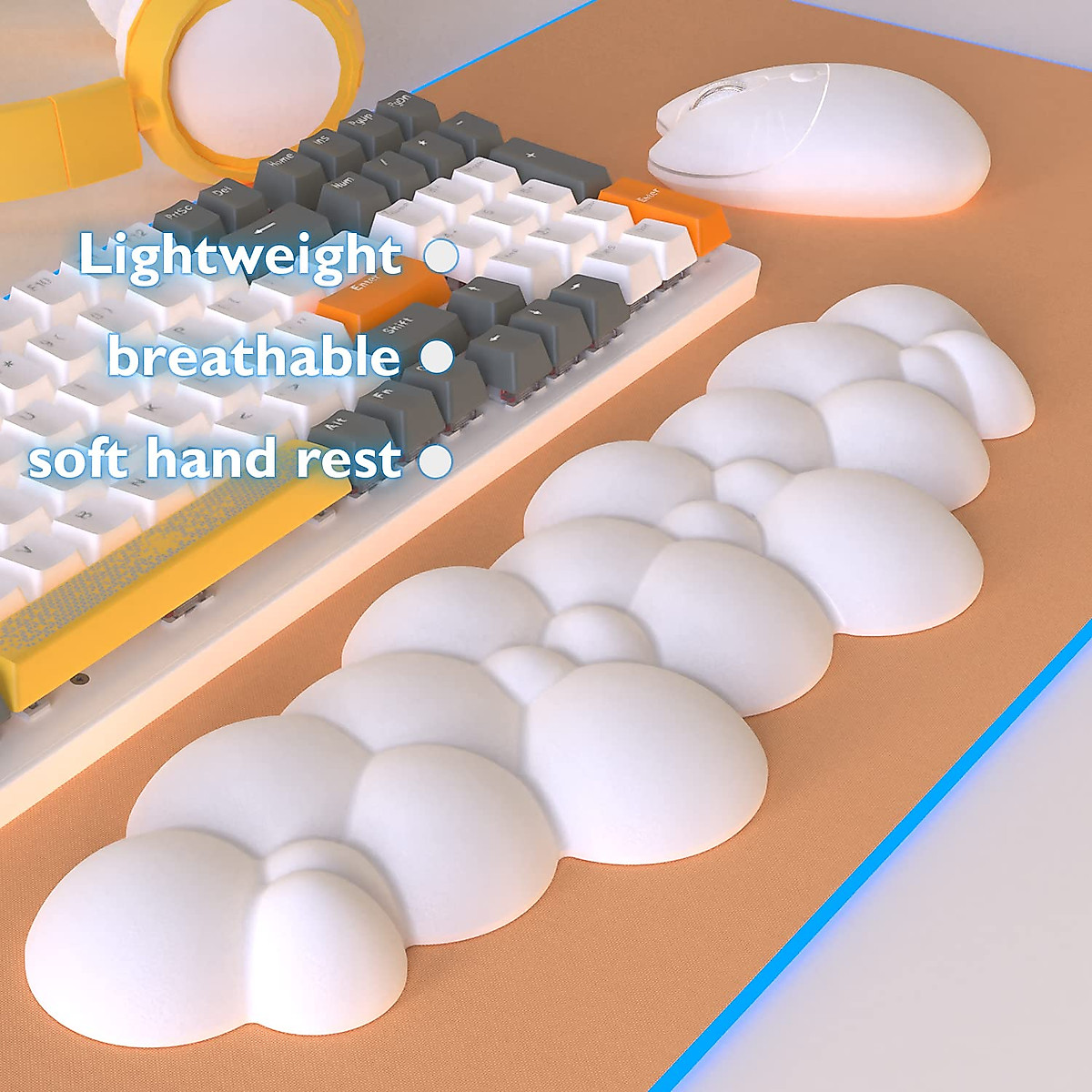 ZIYOU LANG K3 Mechanical Gaming Keyboard with Cloud Wrist Rest, 98Key Rainbow LED Backlit Red Switch Keyboard, Coiled USB to Type C Cable with Detachable Metal Aviator Keyboard for Windows/Mac