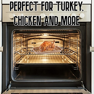 Heavy Gauge, Carbonized Steel, Commercial Kitchen Grade Copper Non-Stick Roaster with Chrome Floating Rack for 22 lb Turkey by Elle Gourmet