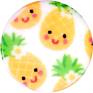 Body Candy 7/16" 2Pc Ear Plugs White Acrylic Pretty Pineapple Single Flare Ear Plug Gauges Set of 2 11mm