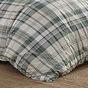 Eddie Bauer - Queen Comforter Set, Reversible Cotton Bedding with Matching Shams, Plaid Home Decor for All Seasons (Timbers Green, Queen)