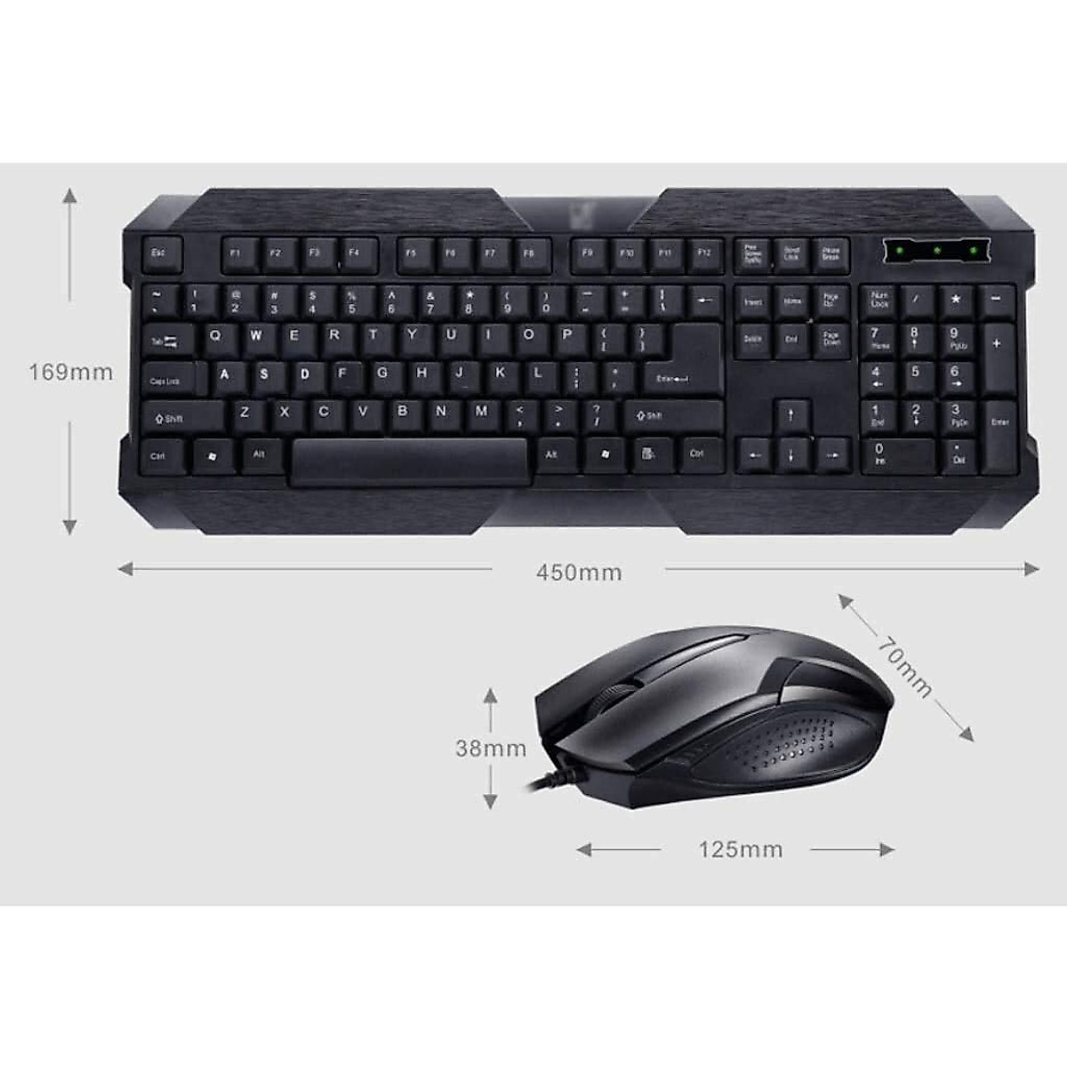 HJJWL Gaming Keyboard and Mouse, Keyboard and Mouse,Rechargeable Compact Quiet Full-Size Keyboard and Mouse Combo with Nano USB Receiver for Windows, Laptop, PC, Notebook