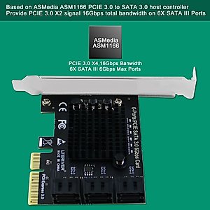LTERIVER PCI Express X4 to 6-Ports Serial ATA/SATA 3.0 Host Controller Card- Plug and Play on Windows OS, MAC OS and Linux Systems-6X 6Gbps Max SATA 3.0 None Raid Ports-Support AHCI Boot Up (PCE-G2S6)