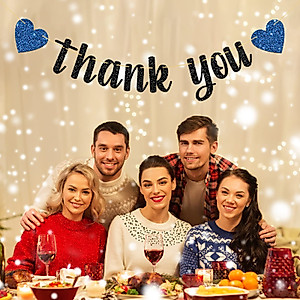 WeBenison Thank You Banner for Wedding/Engagement Theme/Baby Shower/Bridal Shower/Thanksgiving Day Celebration Party Decoration Supplies Black Glitter