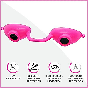 Super Sunnies Flex Flexible UV Eye Protection, FDA Compliant Individual Tanning Bed Goggles Eyeshields, Glasses, With a Clear Case/Box (Pink)