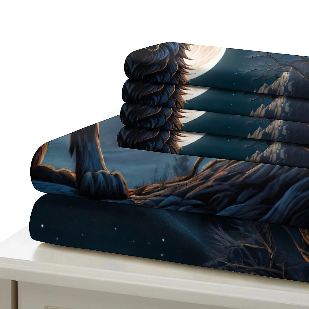 EVMILA Gothic Wolf for Teens and Adults Duvet Cover Quilt Cover 3D Print Scary Night Comforter Covers Soft Microfiber with Zipper Closure Bedding Set with Pillow Cases 3 Pieces Twin（173x218cm）