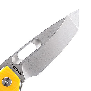 JEABROTHER outdoor folding pocket knife, with 2.6 inch 14C28N blade, G10 handle, steel clip, EDC overturning utility knife, used for hunting, camping, hiking and fishing