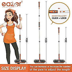 eazer Squeegee Window Cleaner 2 in 1 Rotatable Window Cleaning Tool Kit with Extension Pole, 62‘’ Telescopic Window Washing Equipment with Bendable Head for Indoor/Outdoor Car Glass - 4 Pads