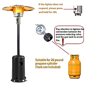 48000 Btu Outdoor Heaters for Patio - Patio Heater Propane, Outdoor Heater with Wheels, Ground Plugs, Propane Heater for Garden, Party, Backyard