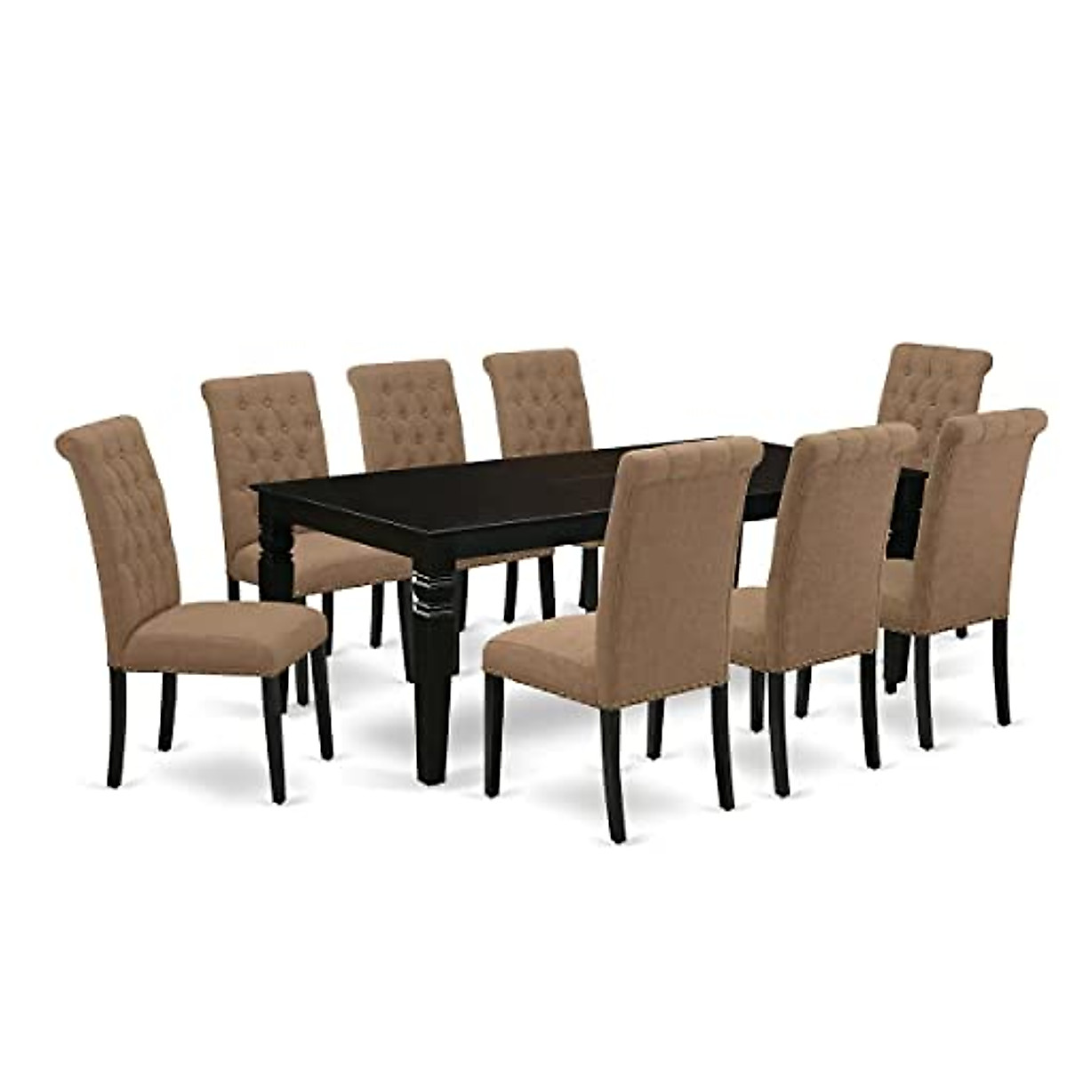 East West Furniture LGBR9-BLK-17, 9-Piece