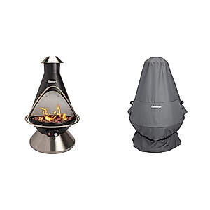 Cuisinart Fire Pit Bundle - Chimenea Propane Fire Pit Patio Heater & Chimenea Propane Fire Pit Heater Cover