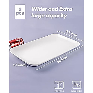 DELLING Large Serving Platter Set, 16 inch Large Serving Tray, White Porcelain Platters for Serving Food, Large Serving Trays for Party, Entertaining, Fruit, Appetizer, Oven Safe Dinnerware Set of 3