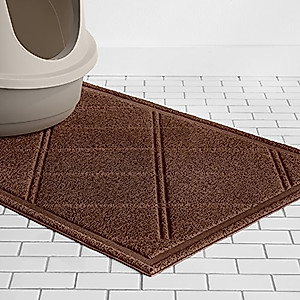 Amazon Basics Less-Mess Cat Litter Box Mat, 24" x 35", Unscented, Brown