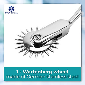 6 Piece Medical Student Diagnostic Kit - Reflex Hammer and Tuning Fork Set C 128 and C 512. Includes a Wantenberg Pinwheel and a Premium Japanese Steel Bandage Scissor 7.5”