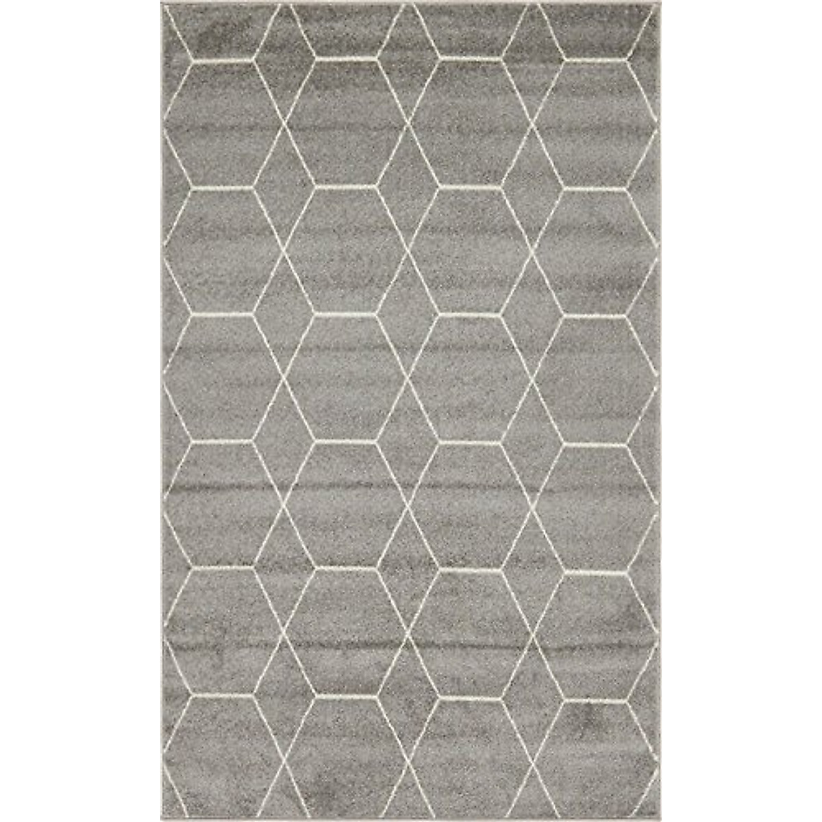Unique Loom Trellis Frieze Collection Area Rug - Geometric (5' 1" x 8', Light Gray/ Ivory)
