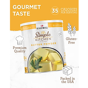 READYWISE - Simple Kitchen, Butter Powder, 204 Servings, Long Term Food Supply, Canned Butter, Baking Supplies, Survival Food, Camping Meals, 10 Can Powdered Butter, Dry Butter for Pantry