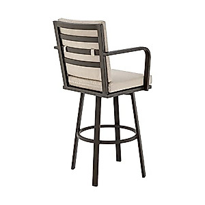 Don 30" Outdoor Patio Swivel Bar Stool in Brown Aluminum with Cushions