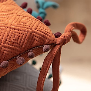 Wadser Cozy Seat Cushion Bohemian Chair Pad with Ties Gradient Pom Pom Dining Seat Pad for Kitchen Dining Room Office Cars Balcony Patio Furniture Blue 16x16