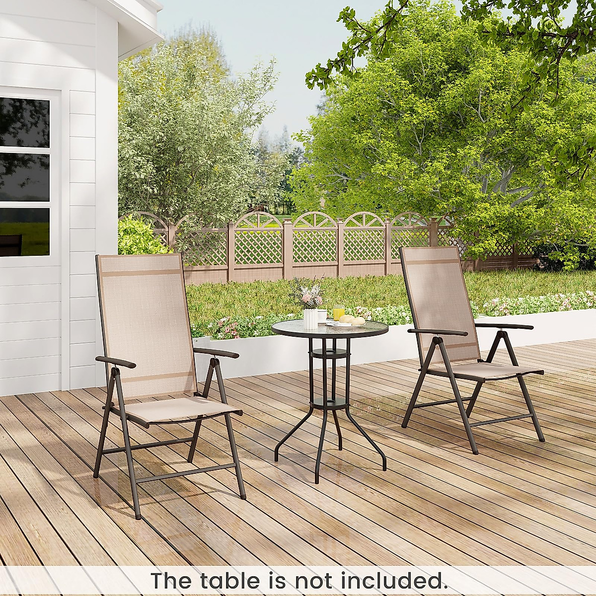 Giantex Folding Patio Chairs, High Back Outdoor Chairs with 7-Level Adjustable High Backrest, Portable Reclining Chairs for Lawn Porch Garden Poolside Camping, No Assembly (Brown, 1 Count (Pack of 1))