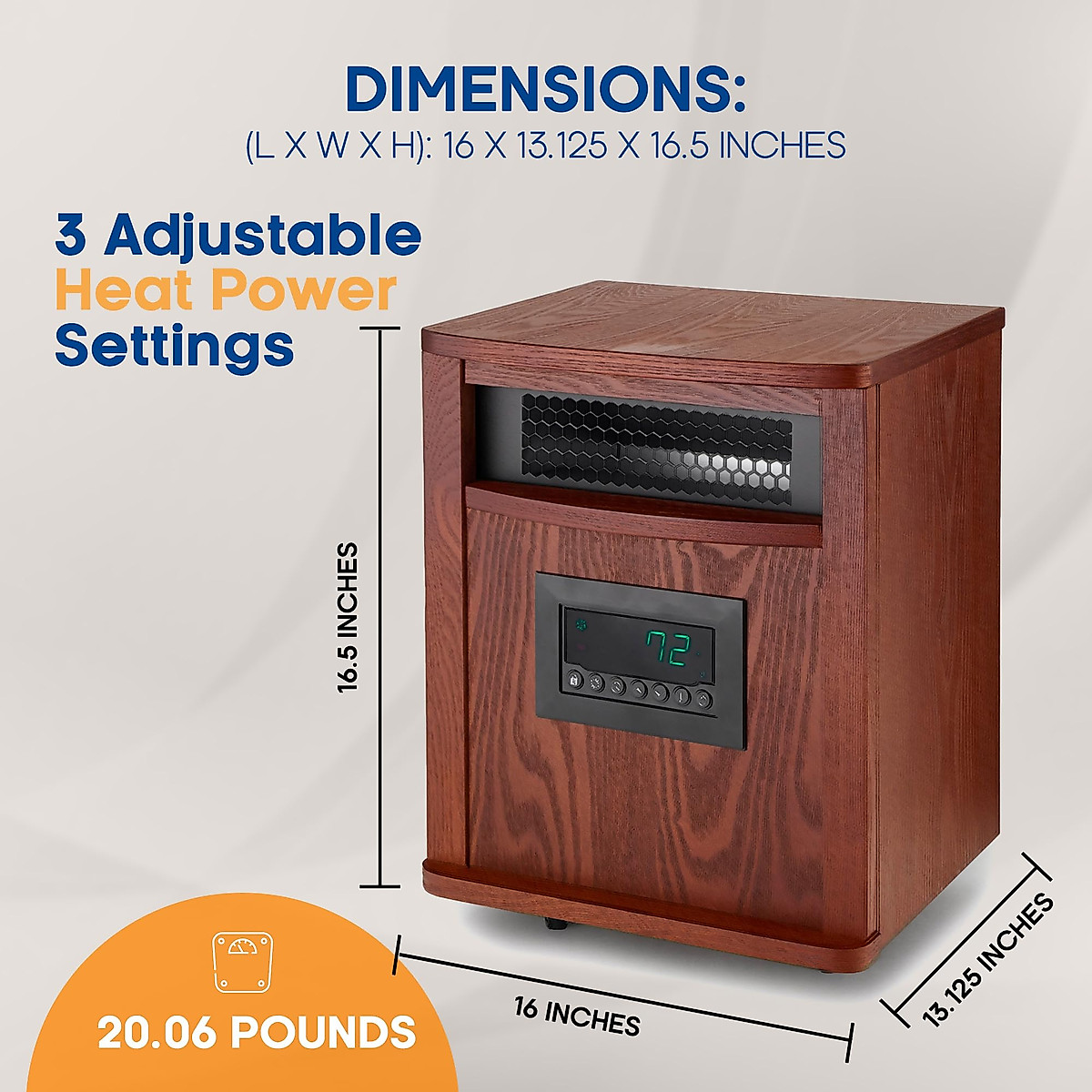 LifeSmart LifePro Electric Space Heater, 1500W Portable Infrared Quartz Heater with Remote, Brown