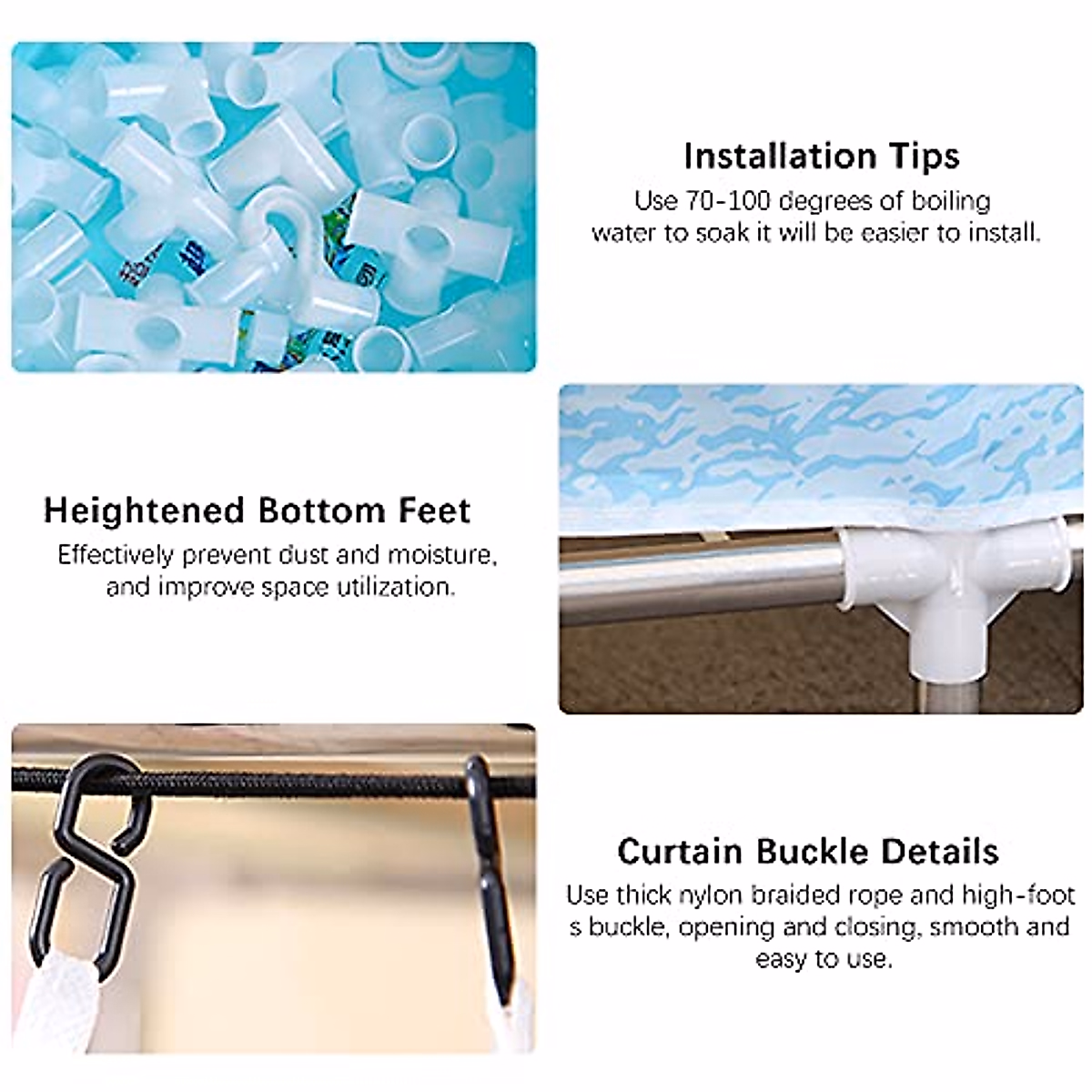 ZZBIQS Extra Large Clothes Wardrobe Storage Closet, Portable Garment Organizer Shelve Rack for Hanging Clothes, 82x68x18Inches, Flannel Fabric Cover Standing Closet with Hang Rod and 2 Side Pockets