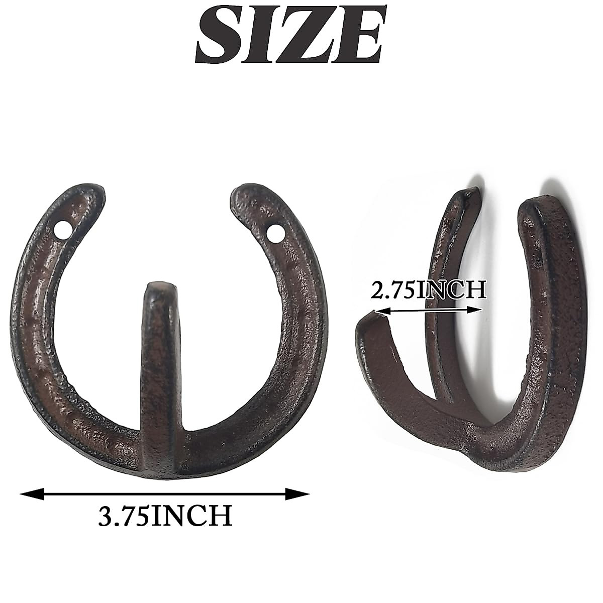 TIHOOD 4PCS Coat Hooks Vintage Wall Hanger Cast Iron Horseshoe Hooks Heavy Duty Clothes Hanger for Hanging Coat Hat Key Towel