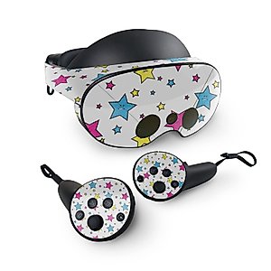 MightySkins Glossy Glitter Skin Compatible with Meta Quest Pro - Smiley Stars | Protective, Durable High-Gloss Glitter Finish | Easy to Apply, Remove, and Change Styles | Made in The USA