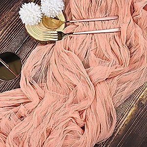6 Pack 10Ft Blush Cheesecloth Table Runner 29''x120'' Gauze Semi-Sheer Table Runner Rustic Cheesecloth Table Cloth for Romantic Wedding Party Bridal Shower Birthday Dinner Boho Table Decor