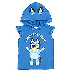 Bluey Toddler Girls Cosplay Tank Top Dolphin and French Terry Shorts 3T