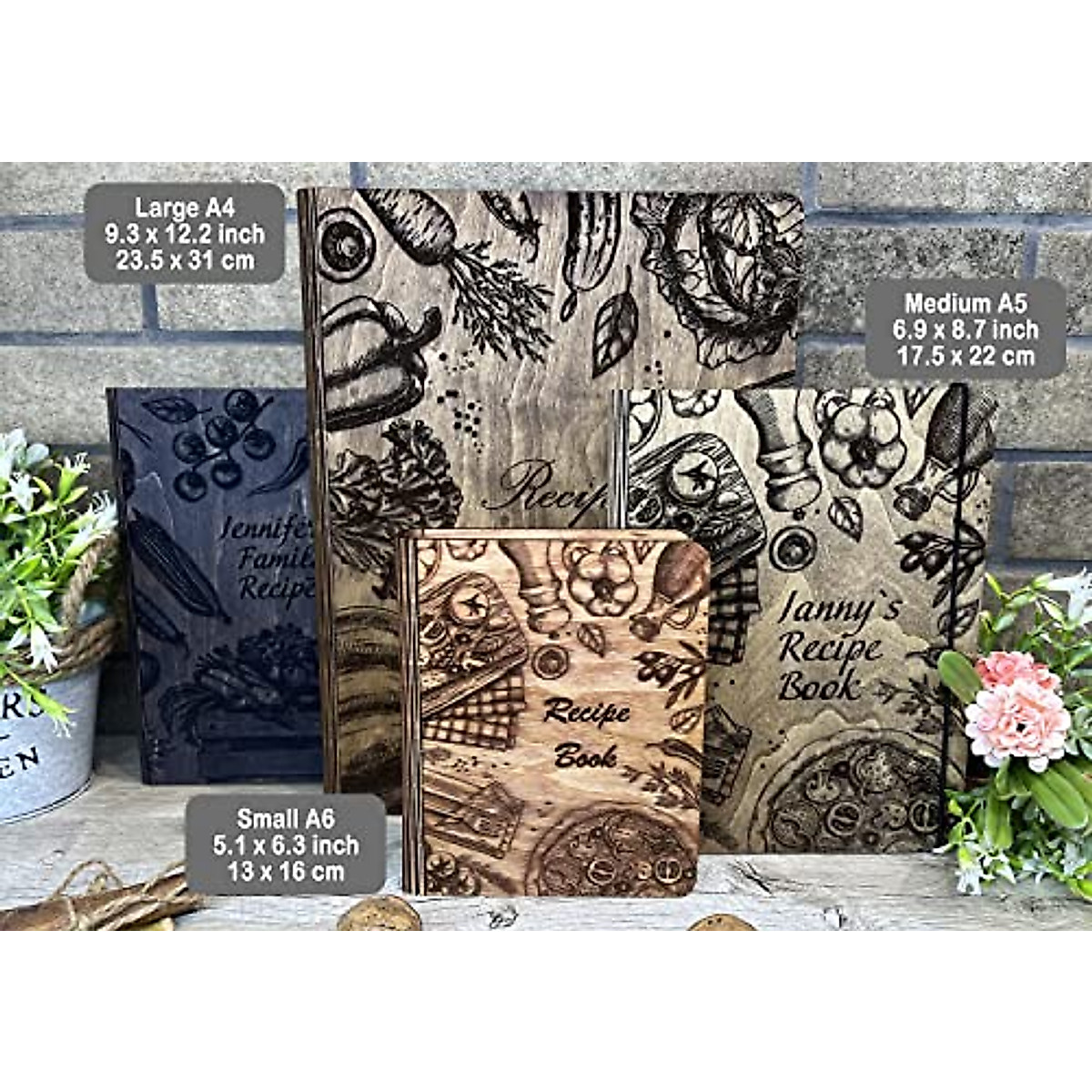 Personalized Recipe Book Wooden Cookbook Blank Recipe Binder Gift Daughter And Mom Her Custom Recipe Journal Wooden Family Book Wedding Gift (Style2)