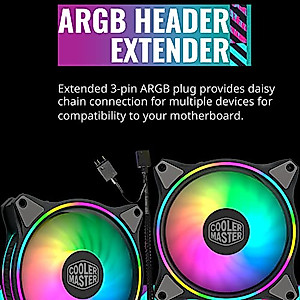 Cooler Master MasterFan MF120 Halo 3n1Fans, Duo-Ring ARGB Customizable Lighting, 120mm PWM Static Pressure, ARGB Header Extender For PC Case, Liquid and Air Cooler (MFL-B2DN-18NPA-R1),Black