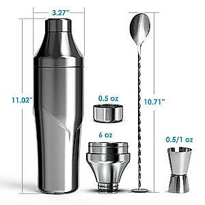 Cocktail Shaker Haraye Premium Vacuum Insulated Stainless Steel Martini Shaker Cocktail Shaker Bar Set 18/8 Drink Shaker Home Margarita Shaker Bar Shaker Alcohol Shaker Can be Used for Gifts