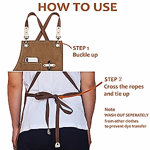 Mactso Chef Apron Water Resistant Canvas Cross Back Adjustable Apron for Men Women(Coffee)