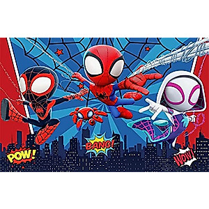 Spidey and His Amazing Friends Backdrop, Spiderman Hero Background for Kids Birthday Party Decoration, 5 x 3 ft Superhero and His Amazing Friends Photography Banner for Baby Shower (Spidey Backdrop)