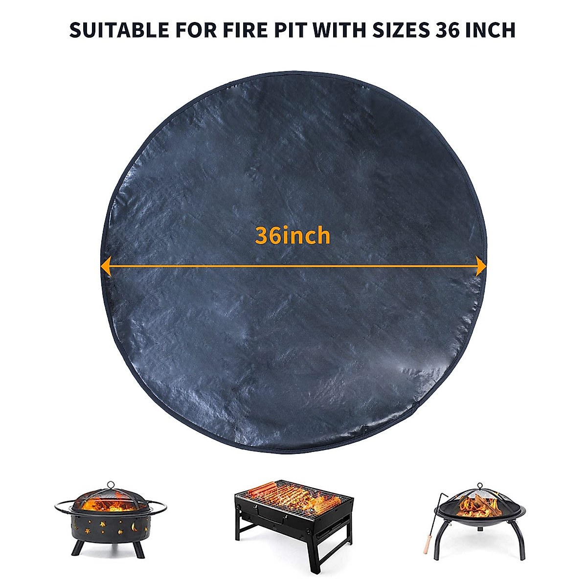 Fire Pit Mat Fireproof Mat Chimineas for Deck,Protection Grill & Patio Fire Pit Pad Hearth Rug, Fireproof Mat, Deck Protector for Wood Burning Fire Pit, Gas Fire Pit, Charcoal Grill (36 Inch)