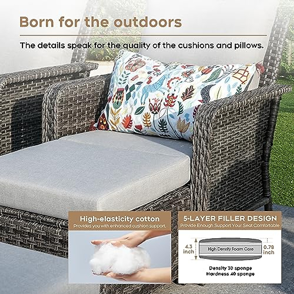 Yechen 9 Pieces Outdoor Patio Furniture, PE Rattan Wicker Conversation Set with 44" 55000BTU Fire Pit Table Sectional Sofa Sets, Patio Conversation Sets for Yard, Pool, Beige