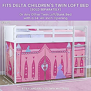 Delta Children Loft Bed Tent Curtain Set for Low Twin, Disney Princess