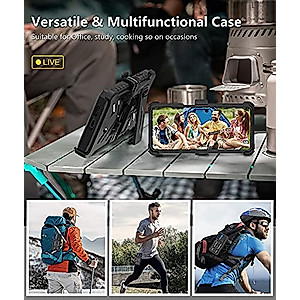 for Motorola Edge 2021 / Moto Edge 5G UW Case: Built-in Screen Protector Kickstand Full-Body Military Grade Three-Layer Protective Shockproof Rugged Phone Cover with Belt Clip Holster Black