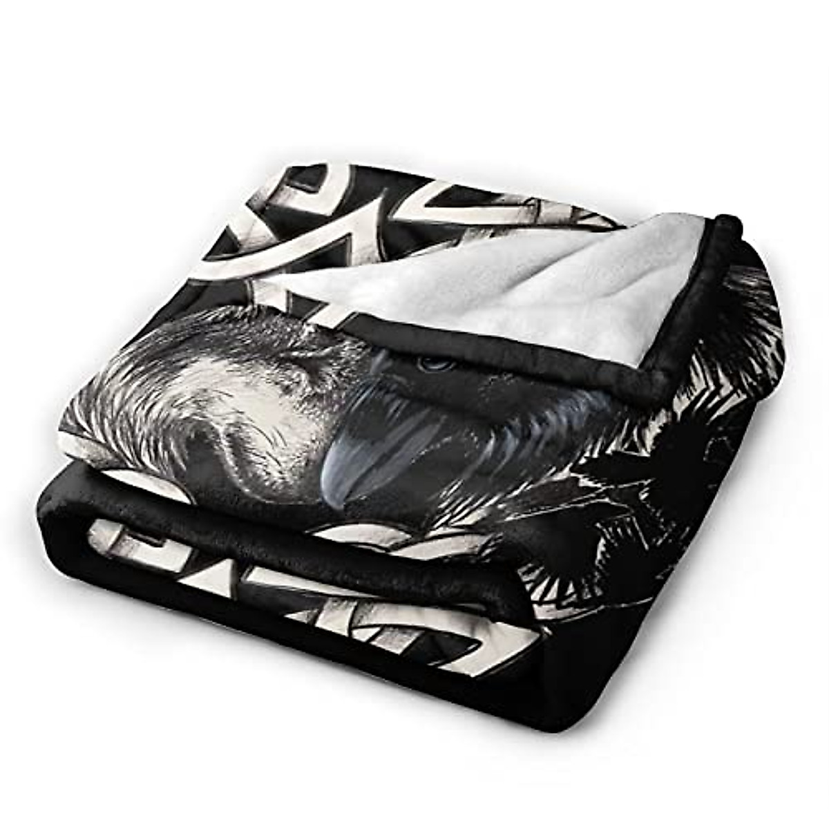 Fuevdvrri Viking Norse Wolf Raven Rune Mezcla Flannel Plush Soft Throw Blanket for Couch Cozy Lightweight Decorative