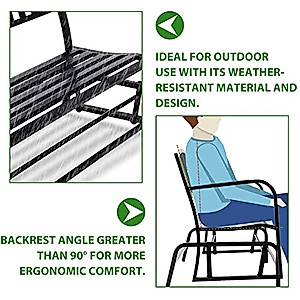 FDW Patio Glider Bench Garden Bench for Patio Outdoor Bench Metal Bench Park Bench Cushion for Yard Porch Clearance Work Entryway