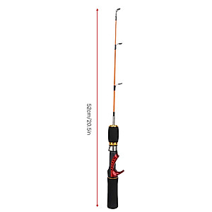 VGEBY Telescopic Fishing Rod, 52cm Fiber Material Ice Fishing Rod Pole Two Sections Three Ring Fishing rods and Accessories