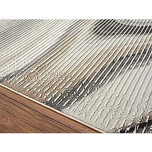 VCNY Home Charisma | Myron Collection | Abstract Marble Soft Low Pile Indoor Area Rug, 8' x 10', Cream