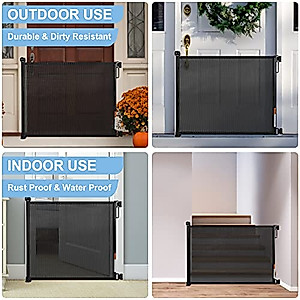 Retractable Baby Gate, PRObebi Retractable Dog Gate for Babies and Pets 34" Tall Extends to 72" Wide, Retractable Mesh Gate for Doorways, Stairs, Hallways, Indoor/Outdoor (Black)