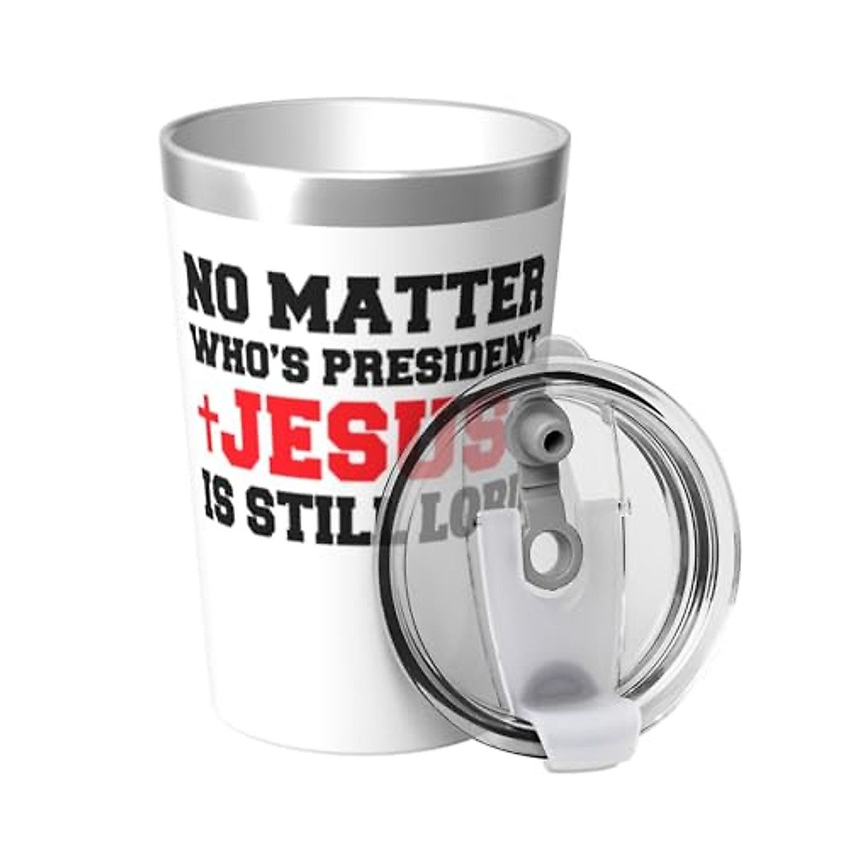No-Matter-Who-Is-President-Jesus-Is-Still-Lord Gifts For Women Men 12oz Stainless Steel Insulated Coffee Mug Double Wall Vacuum Travel Mug Tumbler Cup with Sliding Lid-K