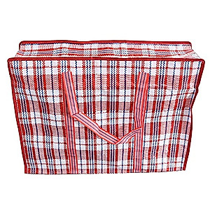 50L Extra Large Storage Bag SQXBK 60x45x20cm/23.62x17.71x7.87inch Red Checkered Water Resistant Organizer Bag Moving Bag Carrying Tote with Zipper and Carrying Handle for Clothes Bedding Comforter, Pillow