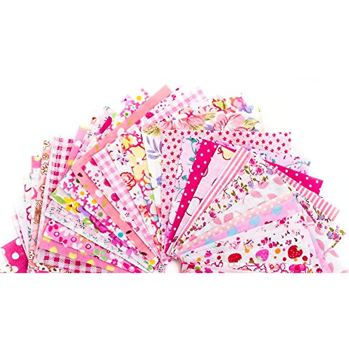 RayLineDo 50pcs 1010cm Different Pattern Patchwork Fabric Craft Printed Cotton Material Mixed Squares Bundle Quilting Scrapbooking Sewing Artcraft DIY Fabric Pink Series