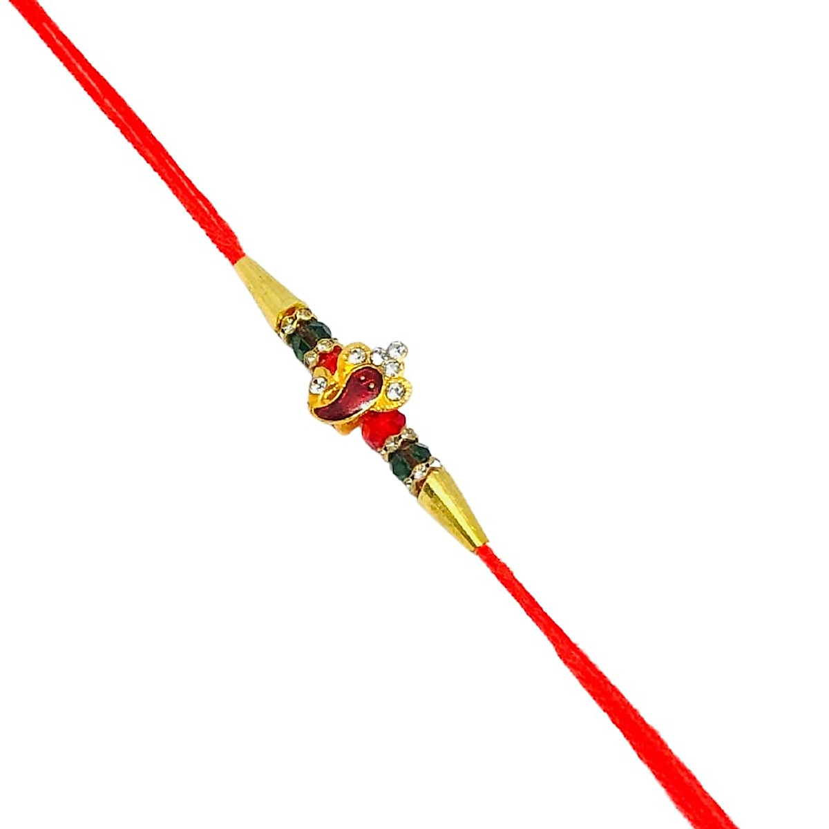 KHANDEKAR Set of 10 Pc Ganpati Pendant Rakhi for Brother Bhaiya Bhabhi Traditional Handmade Premium Quality Designer Rakhi Set with Roli Chawal, Rakhi Thread Rakhdi Bracelets