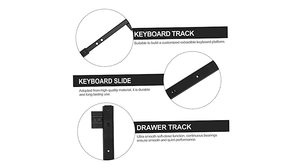 Abaodam 3 Pairs Keyboard Rails Computer Stands Table Tray Drawer Guides ...