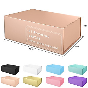 Gift Box 10" x 6" x 3" with Magnetic Closure Lid Gift Box for Presents,Bridesmaid Gifts Box,Cute Box,Birthday Gift box,Luxury for Gift Packaging, Magnetic Gift Box for Wrapping Gifts (Rose Gold)