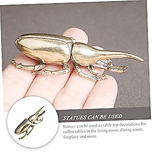VOSAREA 2pcs Brass Ornament Beetle Model Garden Art Copper Figurines Brass Decor Brass Animal Ornament Coraline Decor feng Shui Statue Brass Statue Statues Table Decoration Delicate